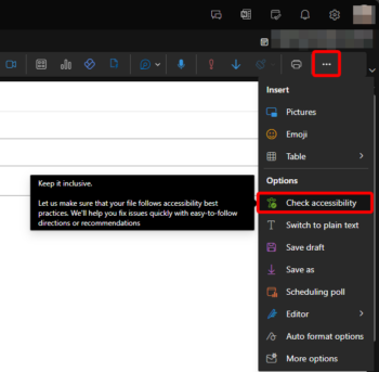 Outlook Accessibility – Accessibility Handbook for Teaching and Learning