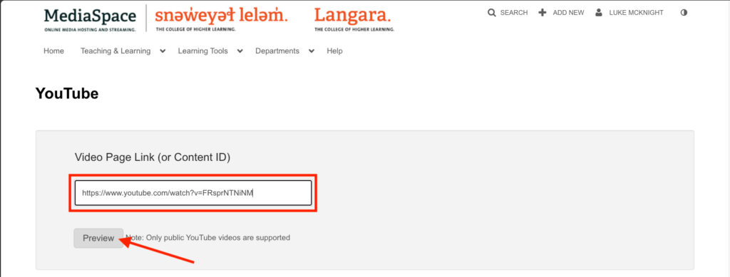 Adding YouTube Videos to Kaltura Mediaspace – Accessibility Handbook for Teaching and Learning