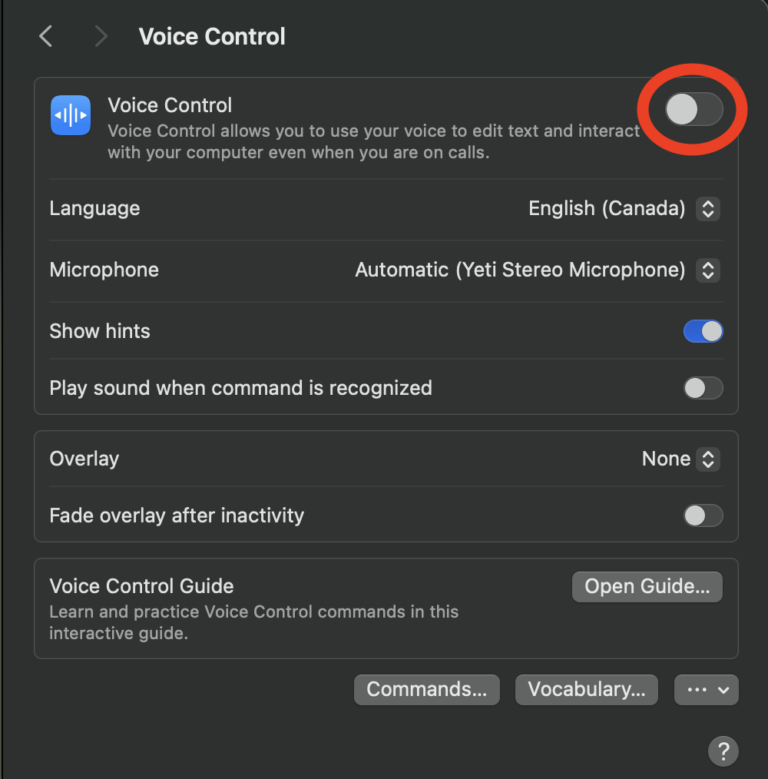 Voice Control – Assistive Technology User Guides