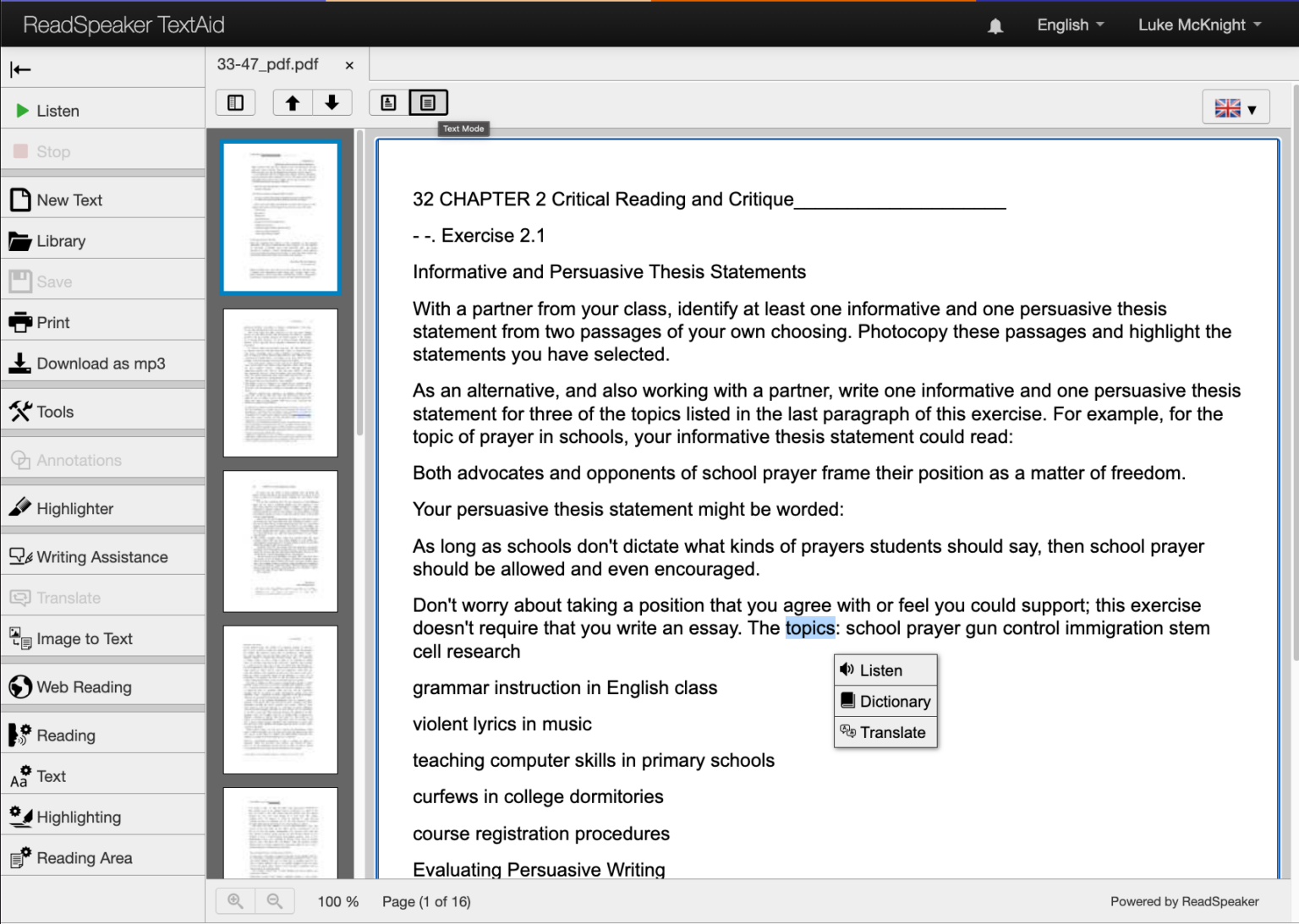 Optical Character Recognition – Assistive Technology User Guides