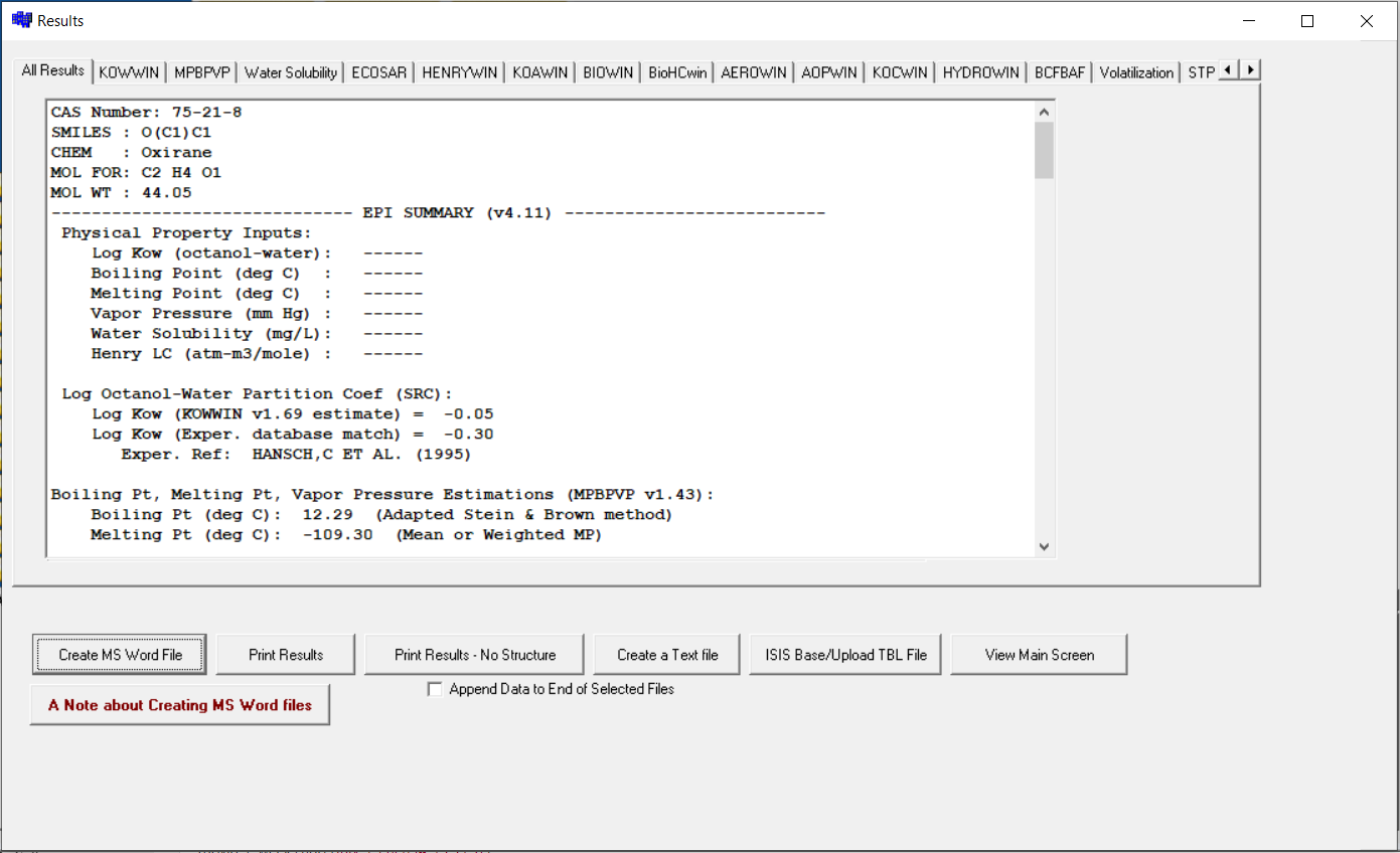 Appendix: Finding Chemical Properties Using EPI Suite – Foundations of ...