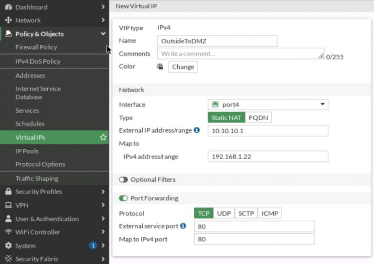 3.2 Destination NAT – FortiGate Firewall