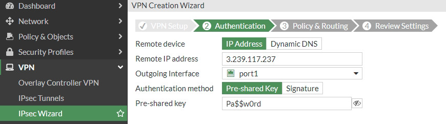 10.6 Site-to-Site VPN between FortiGate on Premise and FortiGate in the AWS – FortiGate Firewall