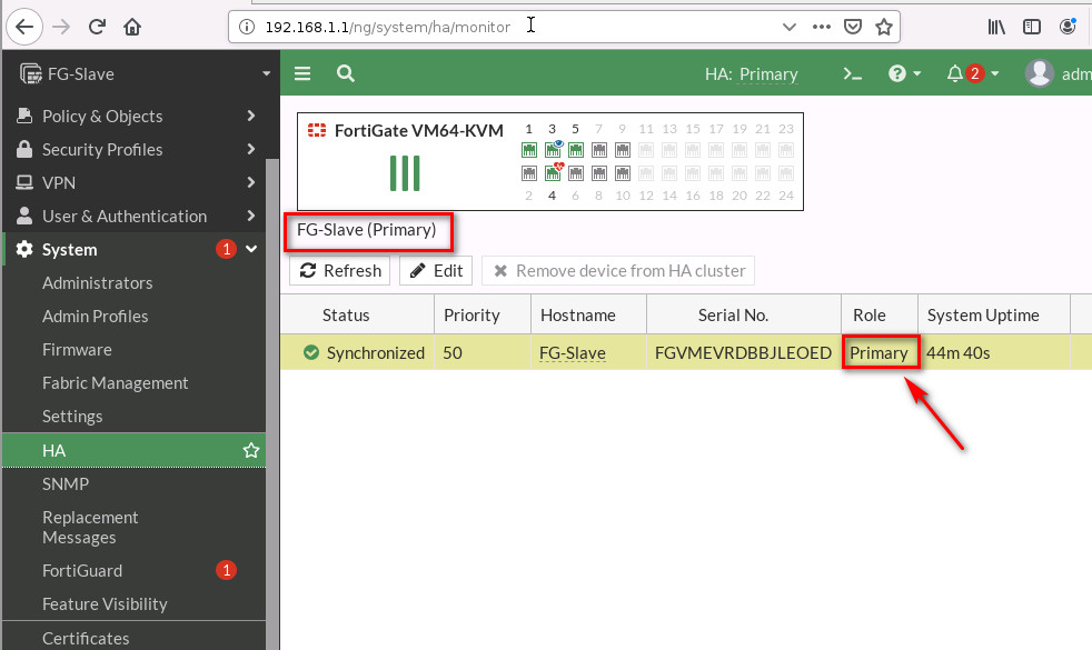 6.1 High Availability – FortiGate Firewall