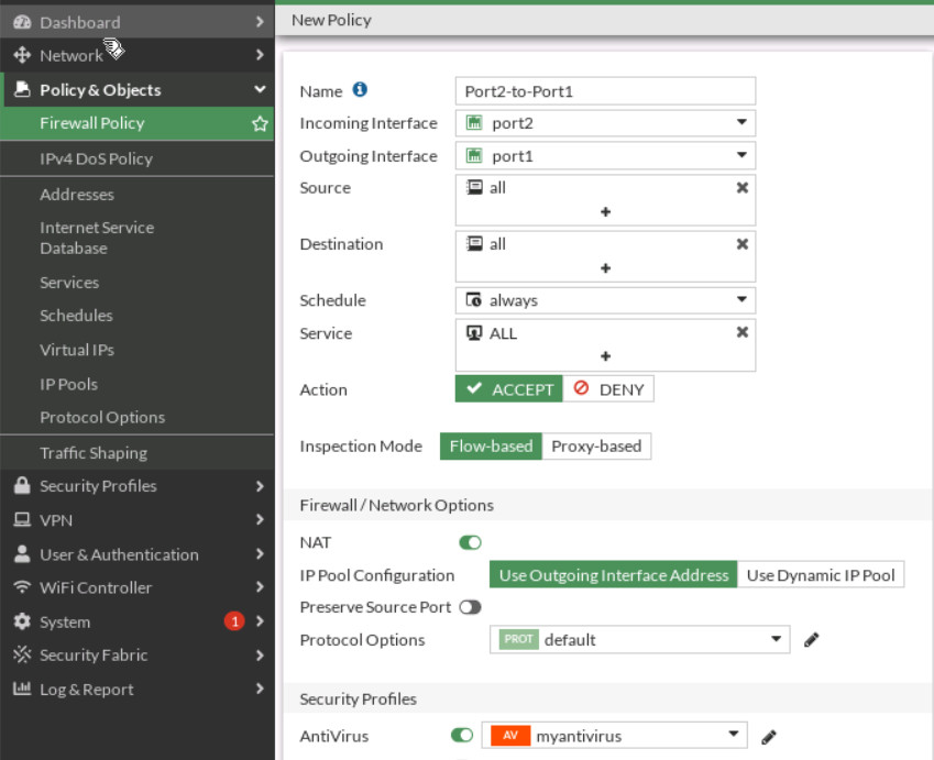 7.2 Security Profile – FortiGate Firewall