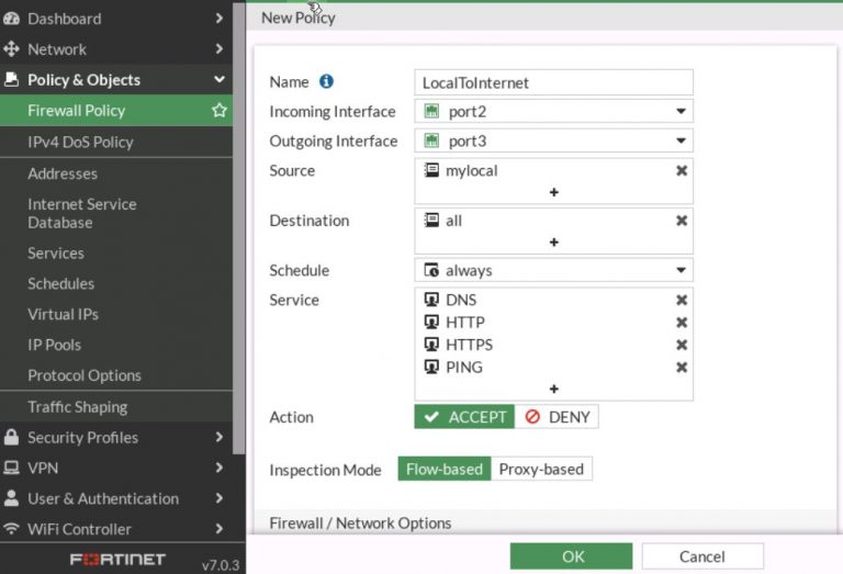 2.1 Security Policy – FortiGate Firewall