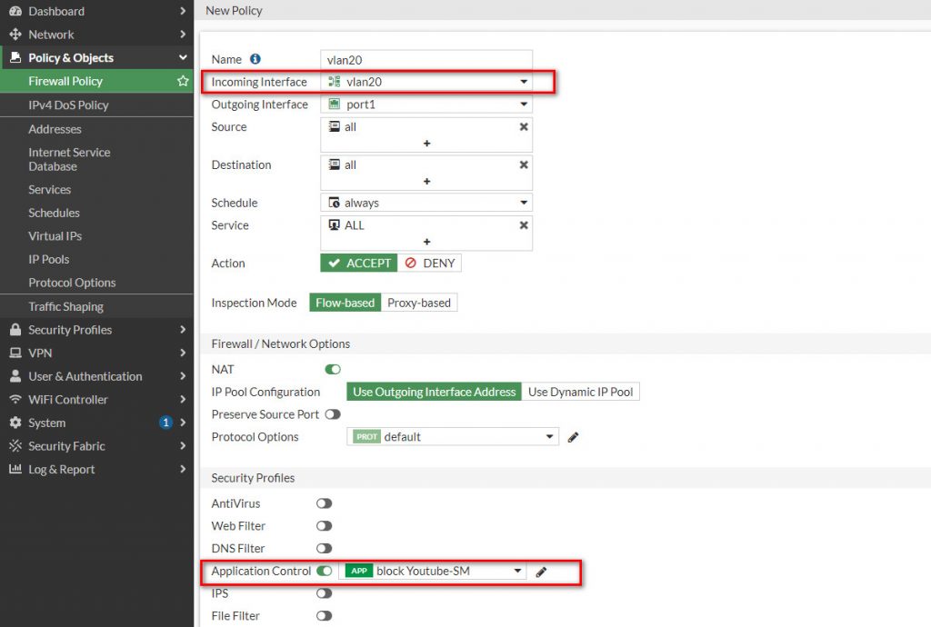 7.3 VLAN and Security Profile – FortiGate Firewall
