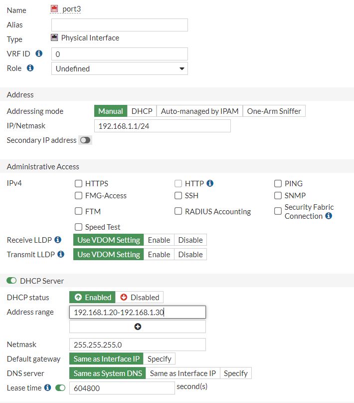 1.1 Basic Settings – FortiGate Firewall