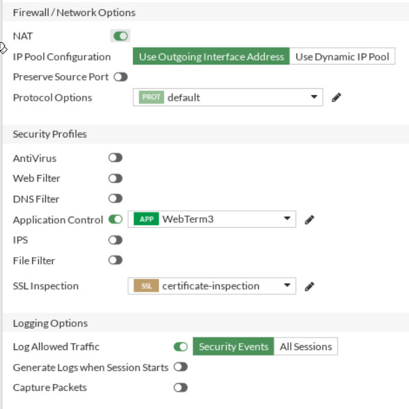 2.2 Application Profile – FortiGate Firewall
