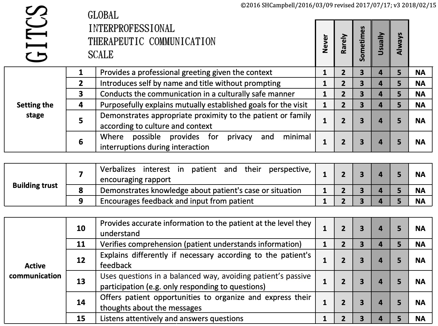 Introduction To The Scale Global Interprofessional Therapeutic