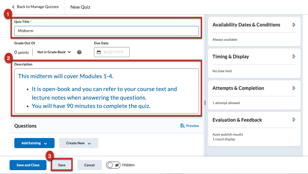 Quizzes — Creating a Quiz – Quick Start Guides for EdTech Tools