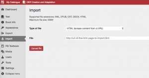 Importing Text into your Open Textbook – OER Creation and Adaptation