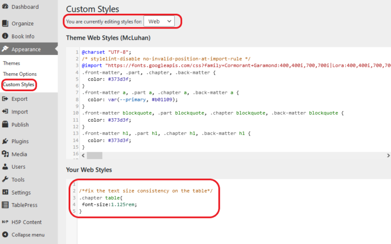 Correcting Font Size Discrepancy in Table – Digging Deeper into Pressbooks Visual Design