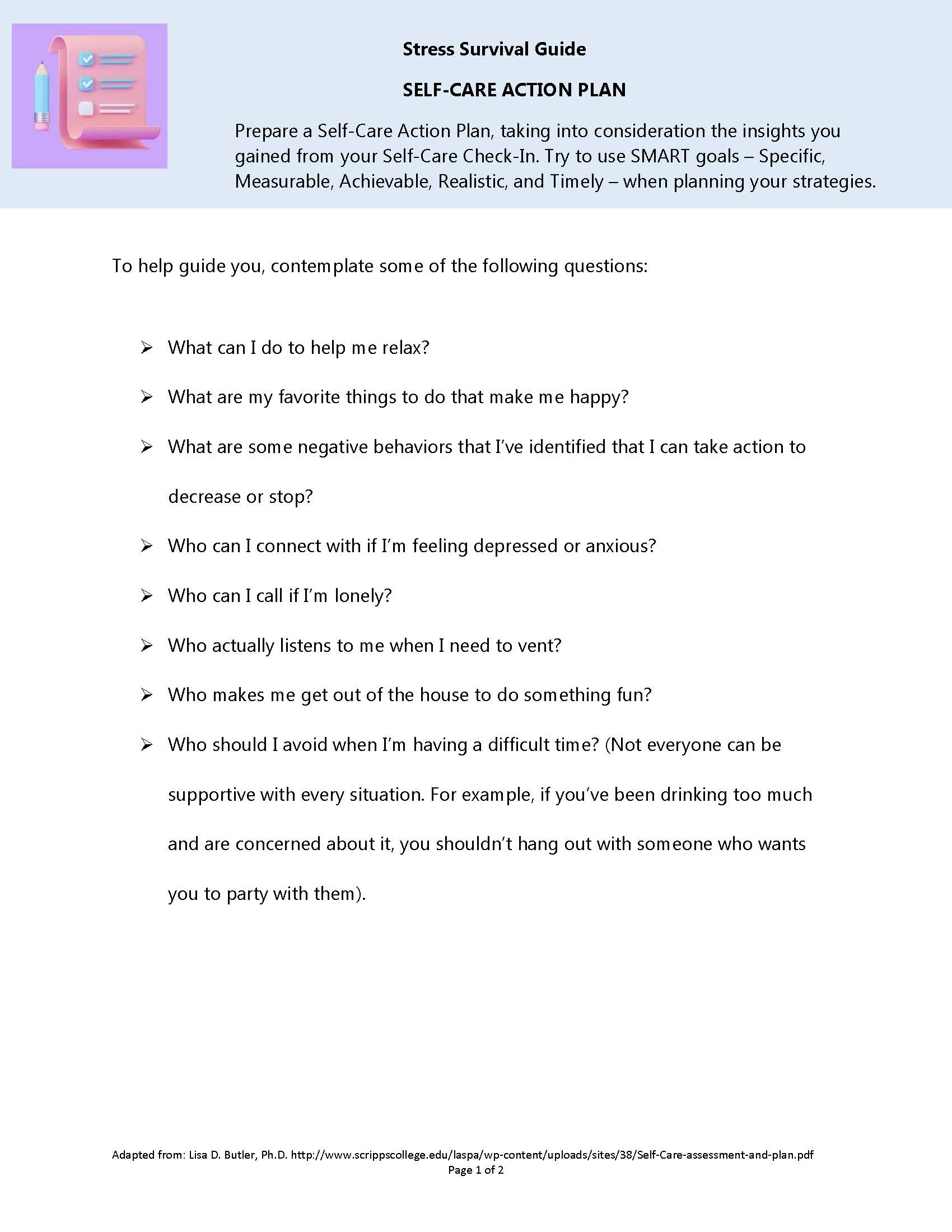 Self-Care Action Plan jpg Files – Stress Survival Guide – Reboot Your ...