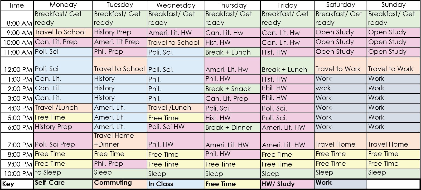 Create A Weekly Schedule That Works University 101 Study Strategize