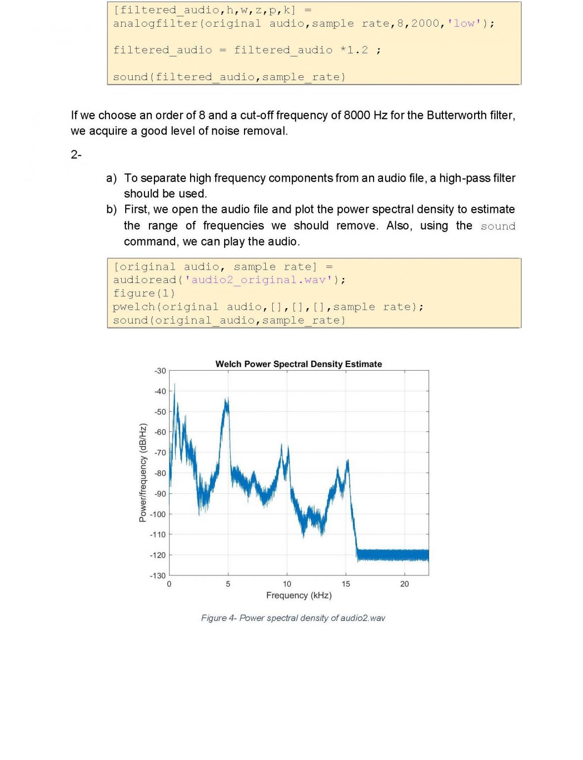 Solution – Filtering voice signal – Physical System Modelling Using MATLAB