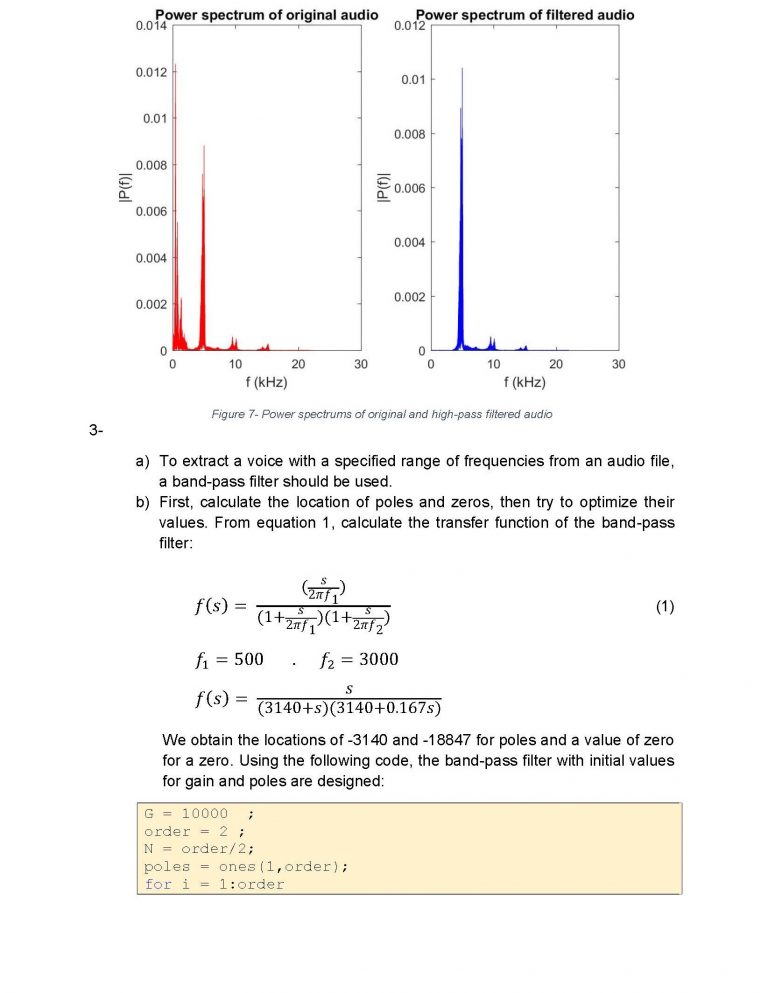 Solution – Filtering voice signal – Physical System Modelling Using MATLAB