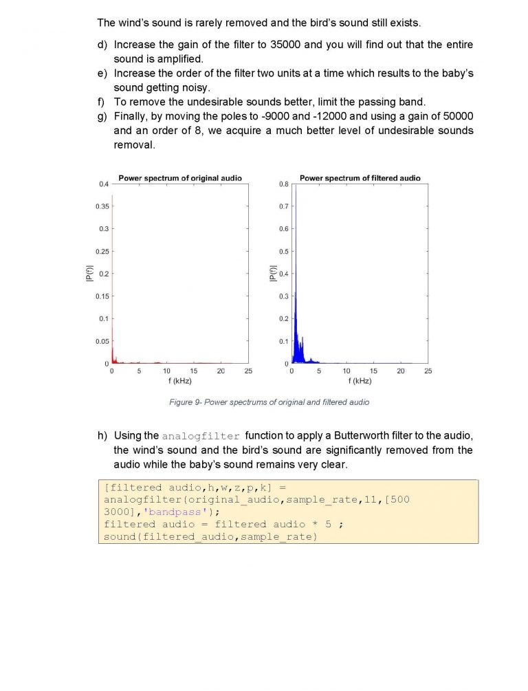 Solution – Filtering voice signal – Physical System Modelling Using MATLAB