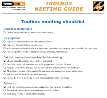 Toolbox Meetings – Communication and Mentoring in the Trades