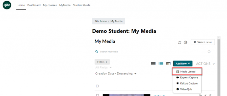 Using MyMedia – A Student Guide to Learning With Technology @UNBC